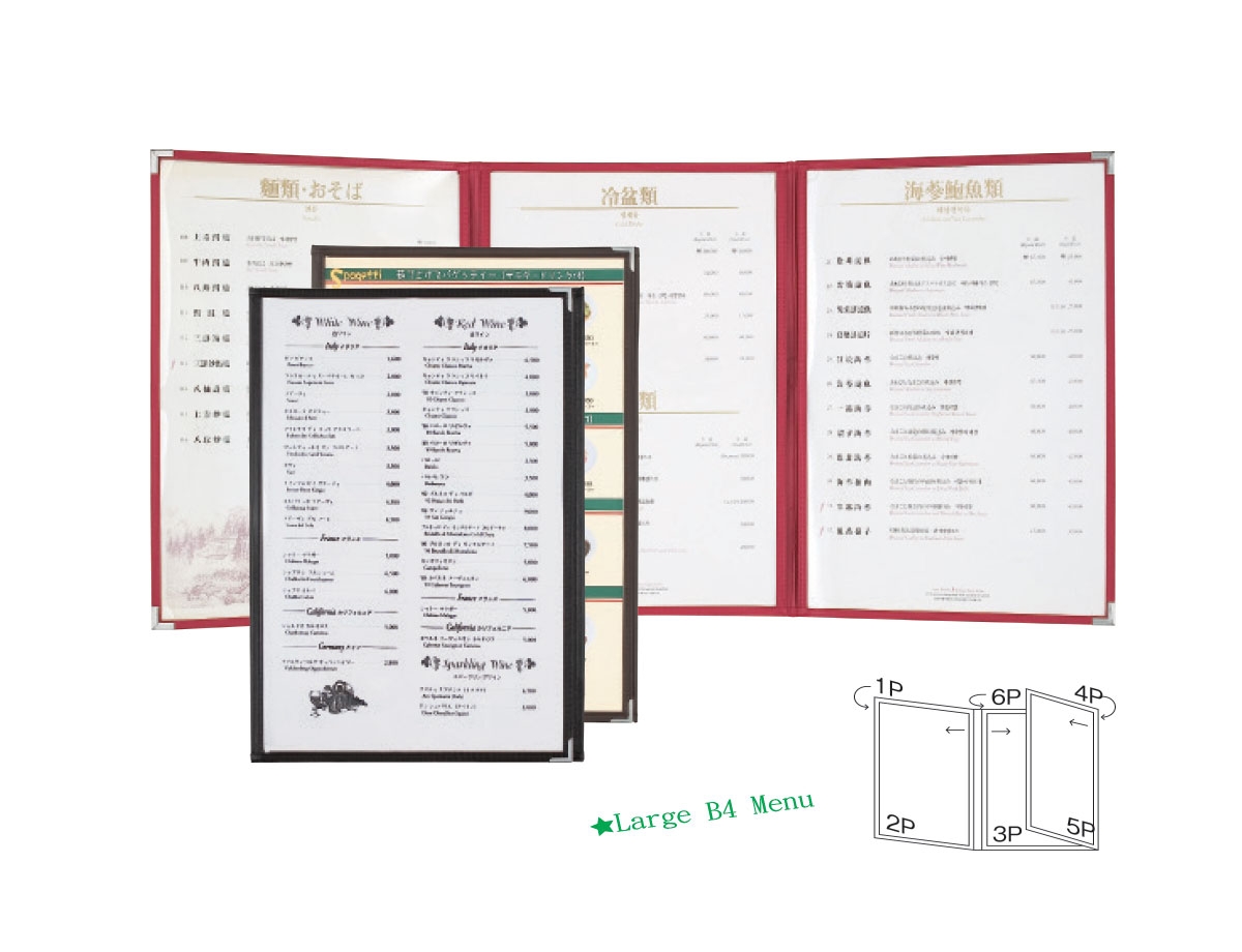 3 Fold 6 Pages B4 Vinyl Menu // ABW-11-6P
