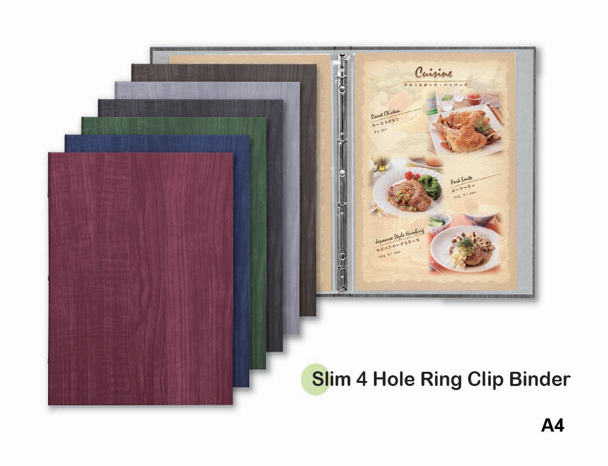 A4 Wooden Pattern Ring Binding Menu Covers // Slim-B-Forest-101