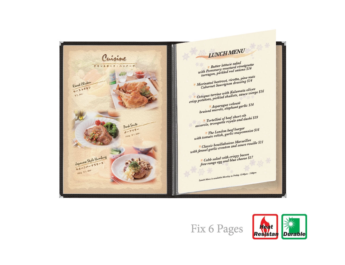 Ultra Durable A4-6Pages Menu // Super-ESP-20