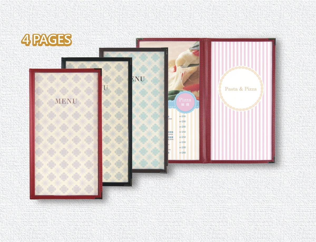 Ultra-clear Narrow 4 Page Menu A4